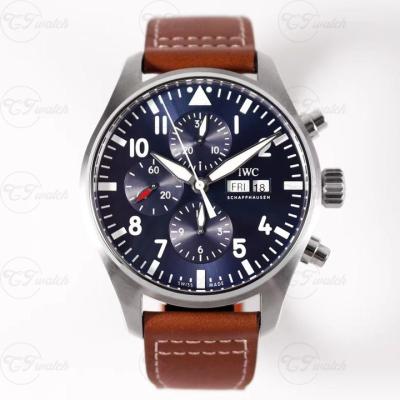 China IWC Pilot Chronograph IW377714 Super Clone 43mm Blue Dial Stainless Steel Automatic Watch for sale