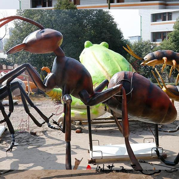 Quality Outdoor Botanical Garden Giant Simulation Robot Animatronic Insects Model Rust for sale