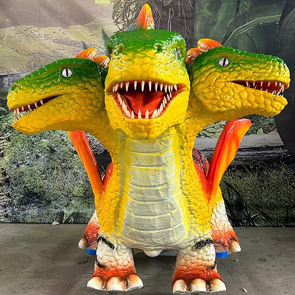 Quality Playground Three Head Kids Attractive Electric Walking Dinosaur Ride 6 To 8 Hours Running Time for sale