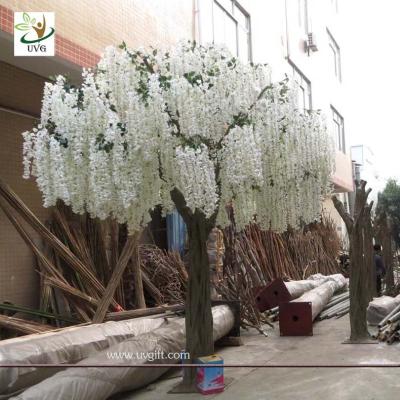 UVG 13ft Big plastic artificial wisteria blossom tree with white silk flowers for weddings
