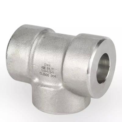 China ASME B16.11 2000# 3000# 6000# 9000# Stainless Steel 304 / 304L 316 / 316L High Pressure Pipe Fittings Socket Weld Tee for sale