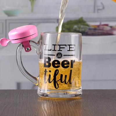 China 12 oz craft beer mug with bell customizable printing logo for sale