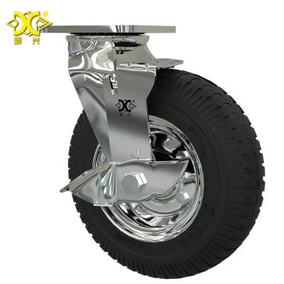 Cina Heavy Industrial Casters Plate Rigid Fixed Roller 8 Inch Rubber Casters Double Bearings Wheels With Side Locks in vendita