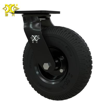 Cina Machinery Repair Shops Heavy Duty 8 Inch Steel Pneumatic Rubber Wheel Trolley Caster Wheels in vendita