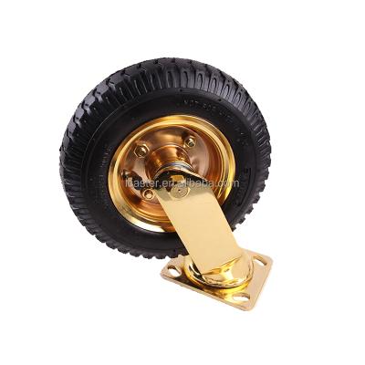 Cina PIVOT Heavy Duty Gold Plated Pneumatic Swivel Wheel Caster With 8 Inch Air Tires in vendita