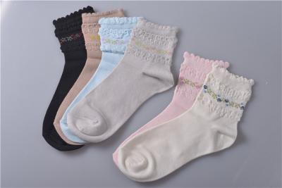 China Elastic Persistent Pink Cotton Baby Socks With Long White Gloss Fiber for sale