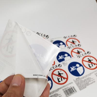 China Glanzend van de Stickerspvc CMYK van het Waarschuwingsetiket Zelfklevend Waterdicht het Document Vinyl Te koop
