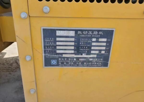 Quality High Strength 3500kg Used Road Roller XCMG XMR353E 50 Hz Vibration Frequency for sale