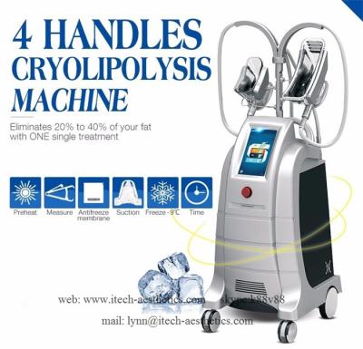 China Innovative Cryolipolysis Freeze Fat Reduction, 4 Handles Work Simultaneously Cryotherapy Fat Freezing Machine for sale