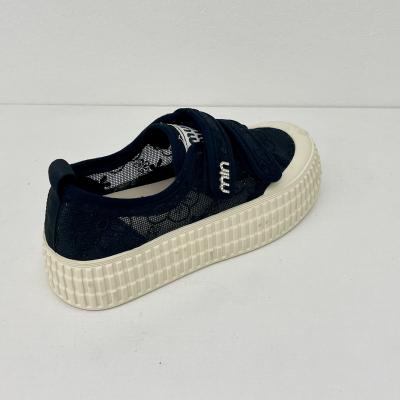 China Espadrilles Plattform Leinwand Trainer Frauen ODM Schwarze Leinwand Sneakers Frauen zu verkaufen