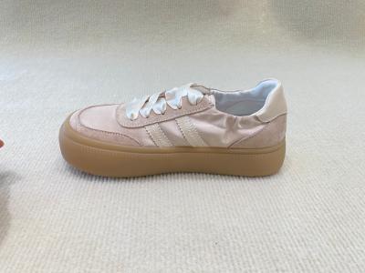 China Vrouwen casual satine espadrilles sneakers met genieiun leer zachte zool en zijde lint Te koop
