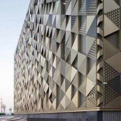 China 3D Triangle Perforated Aluminum Wall Cladding Panel 1000×1000mm with Custom Colors and Shapes for sale
