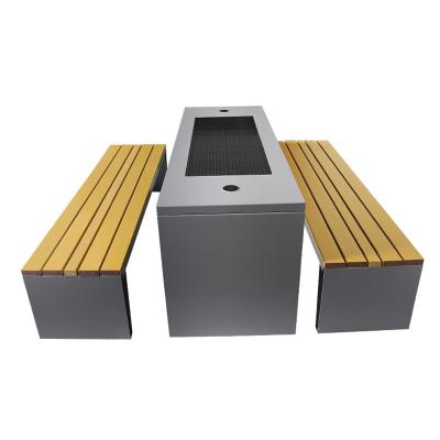 China Solar Smart Table and Bench Combination 1800x450x780mm Outdoor Multifunctional Bench with 100W Solar Panel for sale