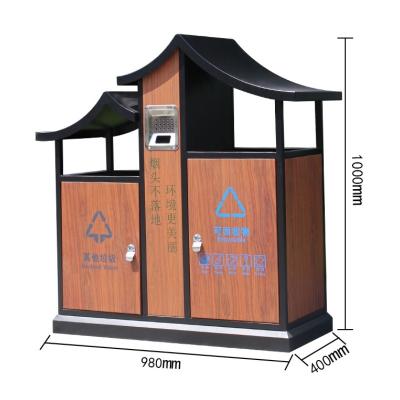 Cina Acciaio inossidabile Antiche grattacieli Cestino della spazzatura città antica retro Cestino per esterni in vendita