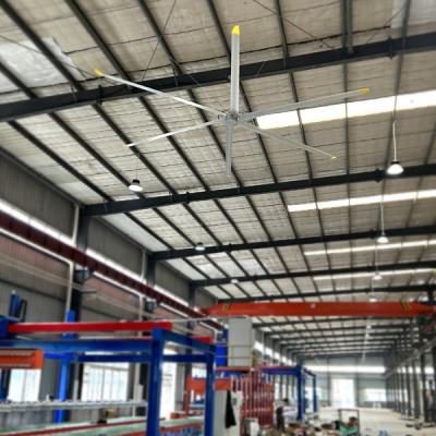 China Krachtige 7,3m 24ft PMSM HVLS plafondventilatoren voor het koelen van lucht in werkplaatsen en magazijnen Te koop