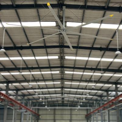 China Leistungsstarke 7,3 m 24 ft PMSM HVLS Deckenventilatoren zur Kühlung von Luft in Werkstätten und Lagerhallen zu verkaufen