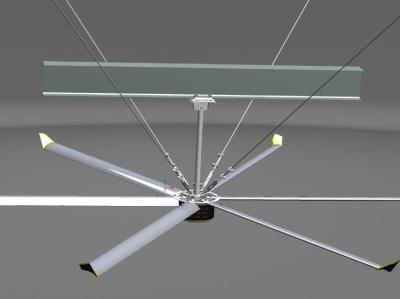 China Grandes ventiladores industriais de teto com motor sem engrenagem de ímã permanente de poupança de energia e ventilador de alumínio HVLS à venda