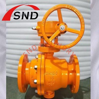 China DN150 Turbine Driven Ball Valve for Natural Gas Pipe with WCB Material and PN16 Pressure Rating for sale