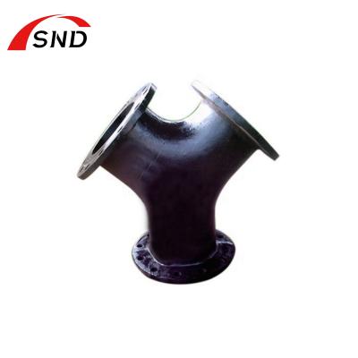 China Cast Iron Flange Y Type Tee Pipe Fittings Black Blue Orange for sale