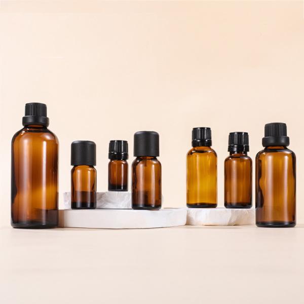 Quality 5ml Essential Oil Bottles Amber Glass Cosmetic Bottles With Long Inner Plug OEM for sale