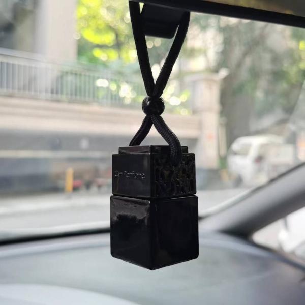 Quality 8ml Bright Black Square Car Air Freshener Bottles Empty Car Hanging Diffuser for sale