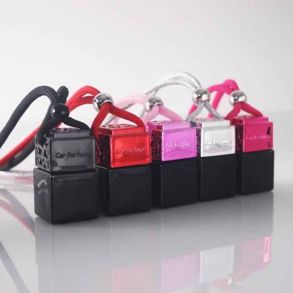 Quality Empty Muti Color Car Perfume Glass Bottle , Hanging Car Diffuser Bottles With for sale