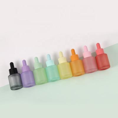 China Flat Shoulder Cylinder Dropper Bottle , Skin Care 20ml Glass Dropper Bottle for sale