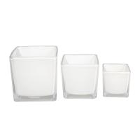 China Gradient Empty Square Candle Containers Customized Amber Glass Candle Jars for sale