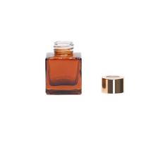 China Luxury 50ml Reed Diffuser Bottle Amber Color Square Essential Oil Diffuser Bottles for sale