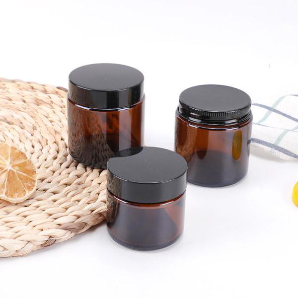 Quality 100ml Scented Candle Container , Amber Glass Candle Jar With Metal Lid for sale