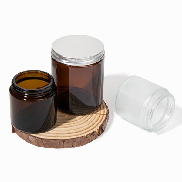 Quality 100ml 250ml 500ml Empty Amber Candle Jars Custom Label Glass Candle Jars With for sale