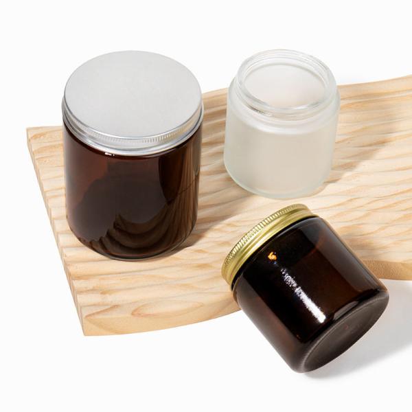 Quality 100ml 250ml 500ml Empty Amber Candle Jars Custom Label Glass Candle Jars With for sale