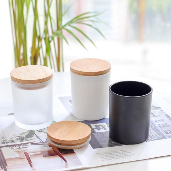 Quality 7OZ Matte White Candle Jar Empty Frosted Glass Candle Jars With Lids for sale