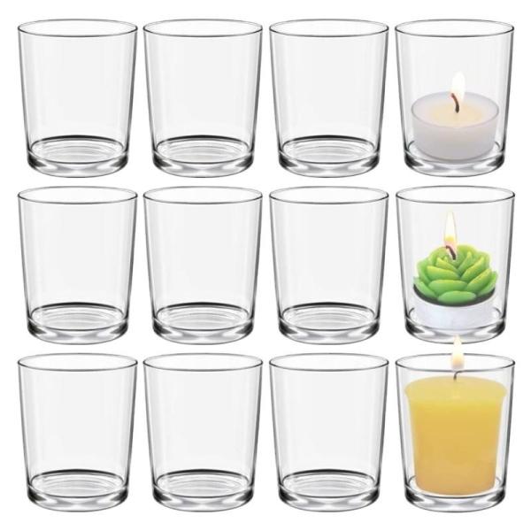 Quality 10oz Clear Round Empty Candle Container Glass Candle Jars For Candle Making for sale