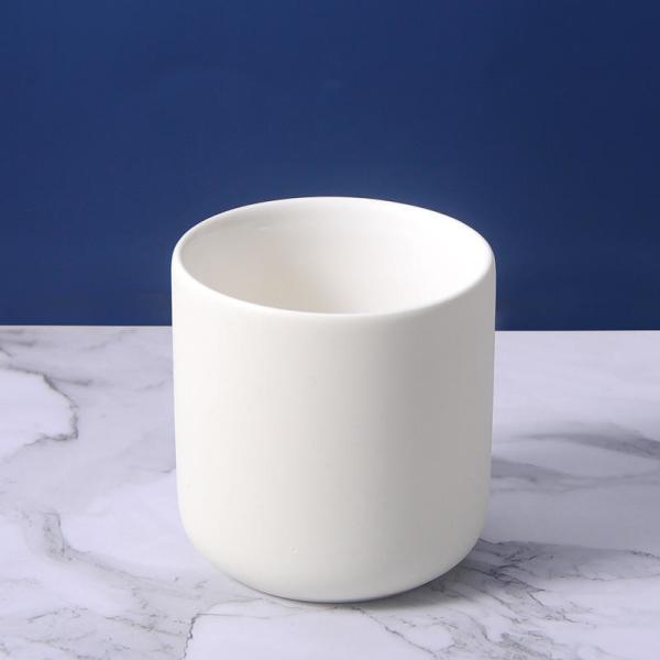 Quality Cylinder Luxury Candle Jars Matte Empty Geometric Ceramic Candle Jars With Lids for sale
