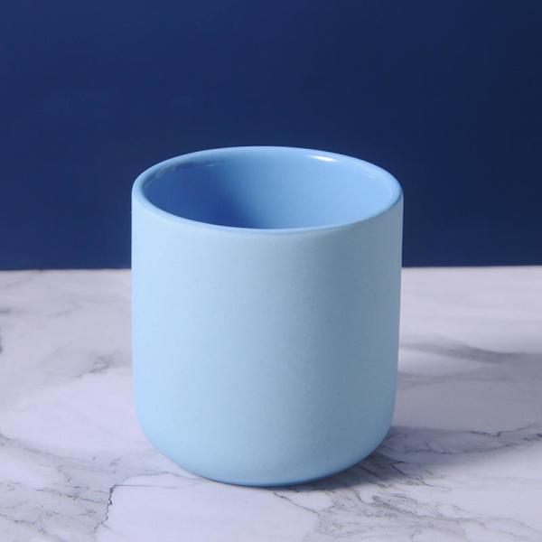 Quality Cylinder Luxury Candle Jars Matte Empty Geometric Ceramic Candle Jars With Lids for sale