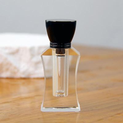 China Arabian 5ml Empty Black Crystal Cap Clear Glass Man'S Perfume Bottle Essential Oil for sale