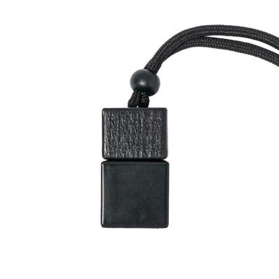 China 8ml Matte Black Square Car Perfume Bottle with Wooden Lid for sale