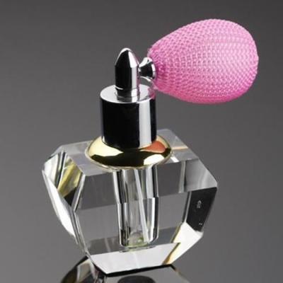 China Vintage Crystal Perfume Bottle with Mini Bulb Spray Laser Engraved for Holiday Decoration for sale