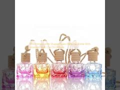 6ml Square Glass Car Perfume Bottle with Vent Clip