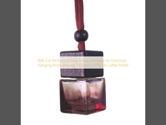 7ml New Color Hanging Fragrance Diffuser Car Pendant Perfume Square Wooden Cap With Coffee Brown Glass Bottle