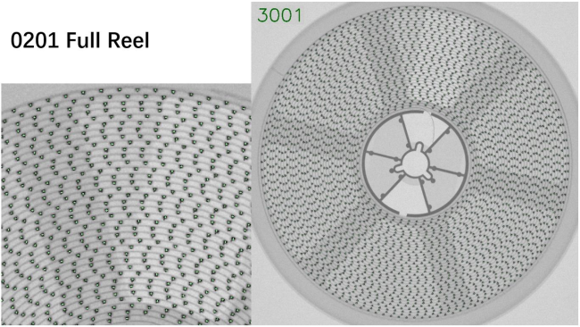Close-up of component counting process