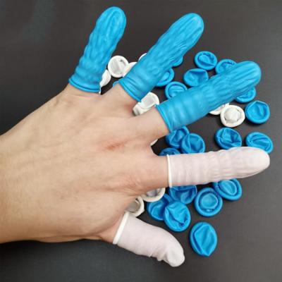 Cina Lettini per dita monouso in nitrile per camere bianche blu bianco in vendita