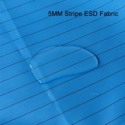 China Fluid Repellent Static Control Clean Room ESD Polyester Fabric With 5mm Carbon Stripe for sale