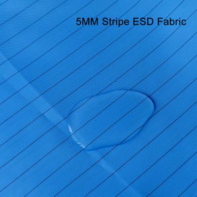 China Fluid Repellent Static Control Clean Room ESD Polyester Fabric With 5mm Carbon Stripe for sale