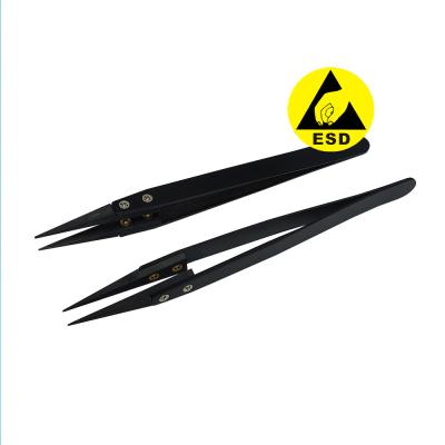China ESD Antistatic High Temperature Resistant Interchangeable Head Ceramic Tweezers With Stainless Steel Handle for sale
