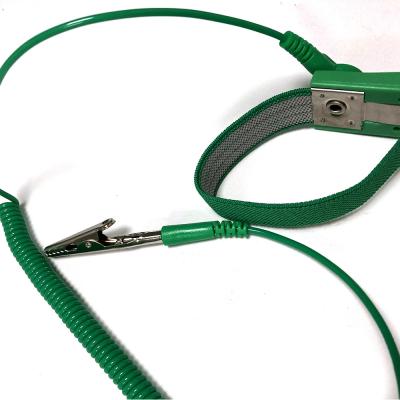 China Lab ESD Area Workshop Use Wristband Green Antistatic PU Wrist Strap 1.8M for sale