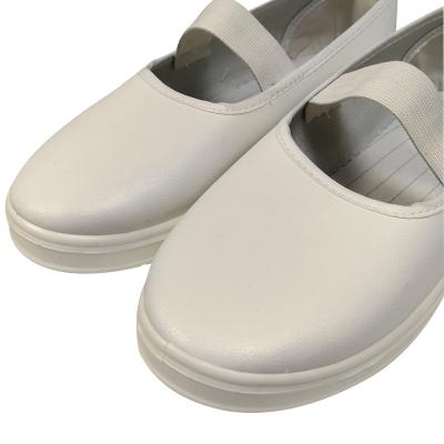 China Women's Open Back Leather Upper Dustproof ESD Anti Static PU Flat Bottom Deep Mouth Elastic Shoes for sale