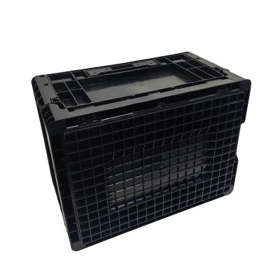 China 400*300*220MM Black Anti-Static Folding Box Plastic Turnover Box Foldable Plastic Box for sale