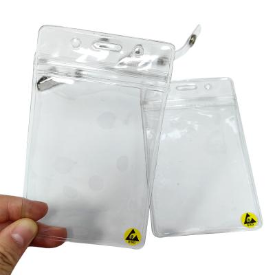 China Clear Waterproof ESD Antistatic Plastic ID Card Holder Card Badge Case Holder With Clip for sale